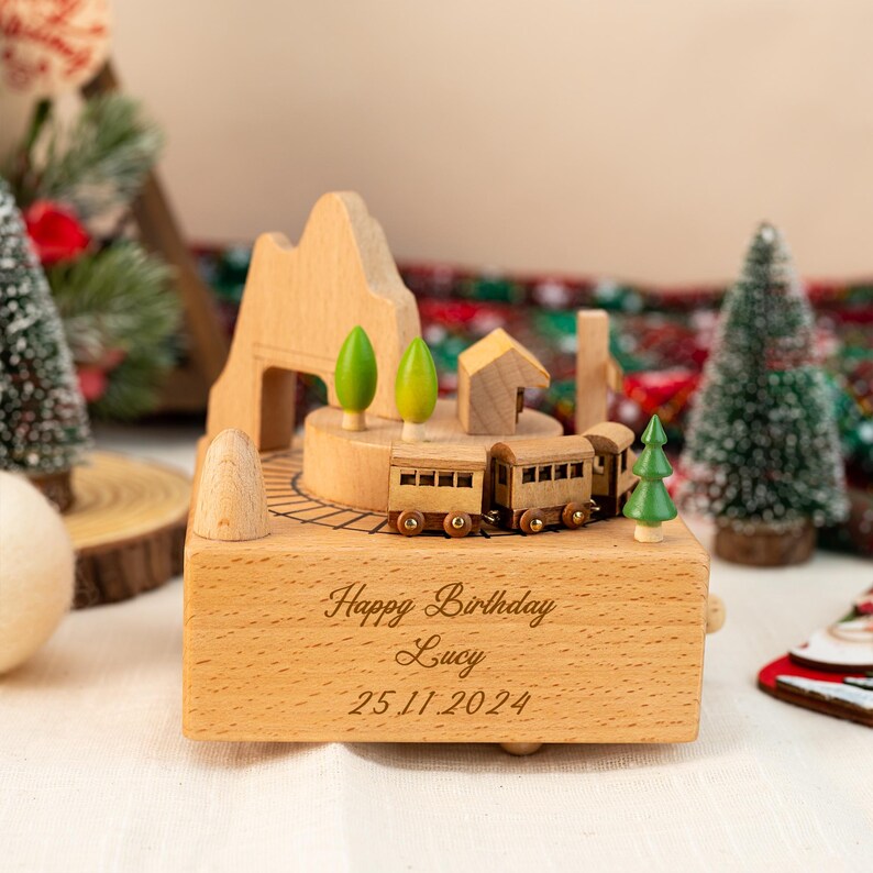 Christmas Music Box, Kids Birthday Gift, Baby Shower Gift, Engraved ...
