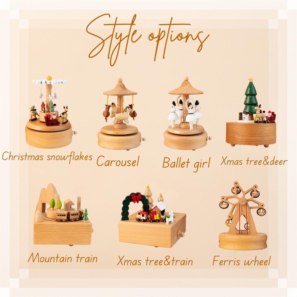Personalized Name Wooden Music Box, Musical Carousel, Custom Engraved ...