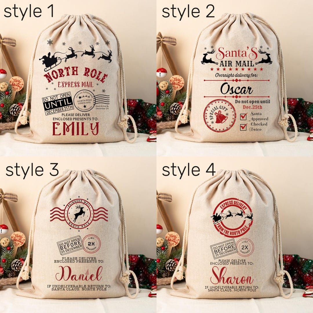 Custom Large Santa Sack Bags,personalized Name Gift Christmas Sack ...