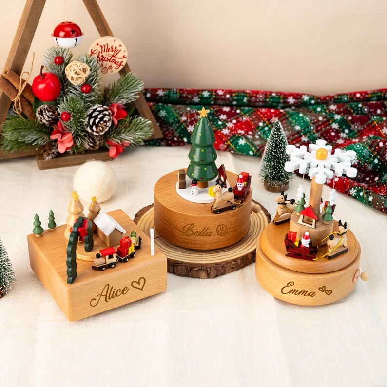 Christmas Music Box, Kids Birthday Gift, Baby Shower Gift, Engraved ...