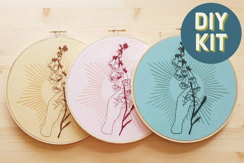 Foxglove embroidery kit Supplies included Wildflower | Etsy