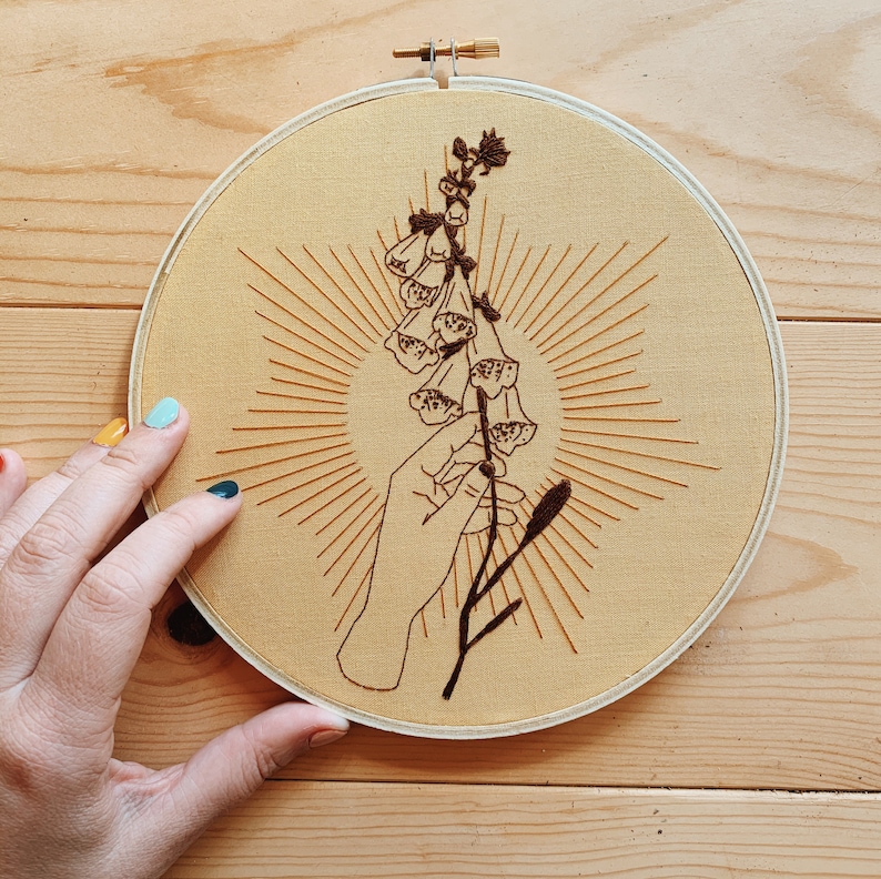 Foxglove embroidery kit Supplies included Wildflower | Etsy