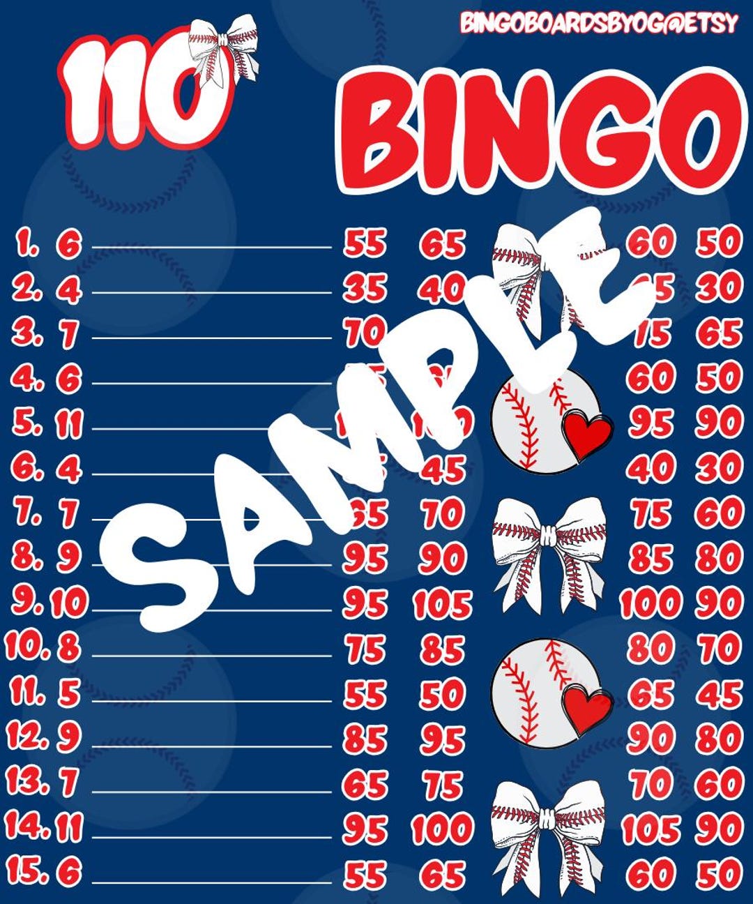 110 WTA BINGO BOARD - Etsy