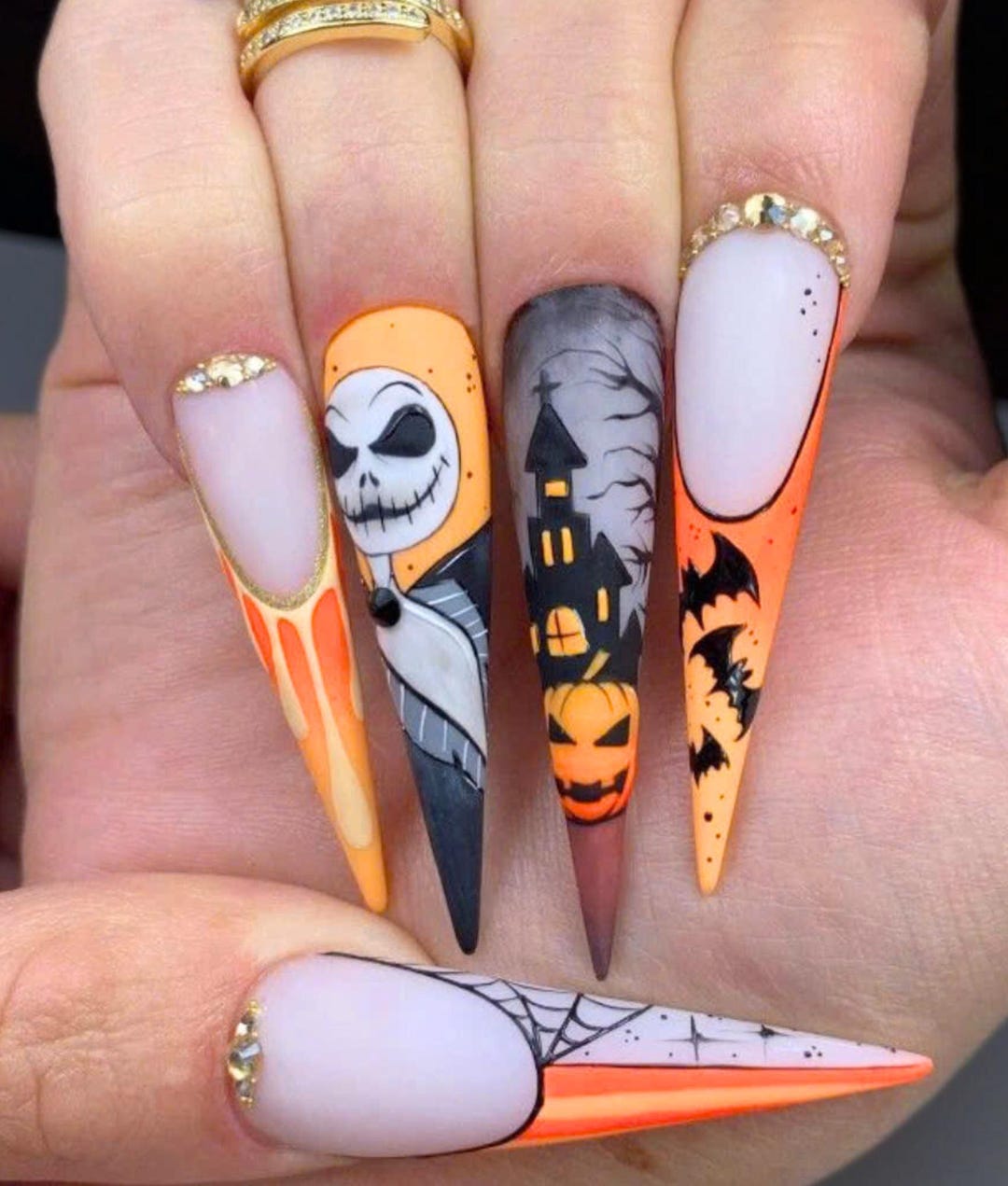 Unique Jack Skellington Halloween Nails, Spooky Nails, Ghost Nails ...