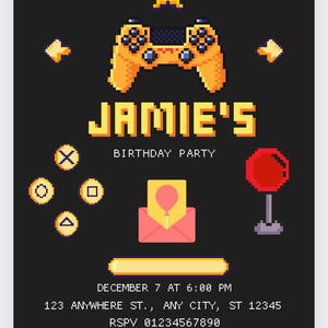 Kids Birthday Invitations , Gaming & Technology Themed Invitations With ...