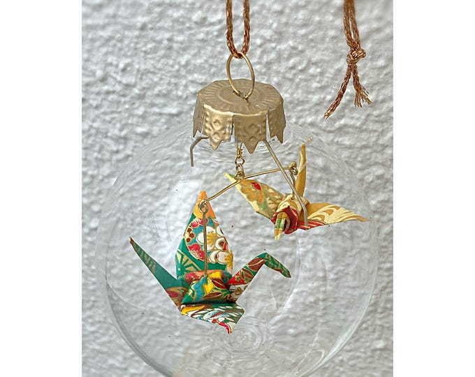 Origami Crane Glass Bauble for Christmas, Birthday, Teachers’ Gift and ...