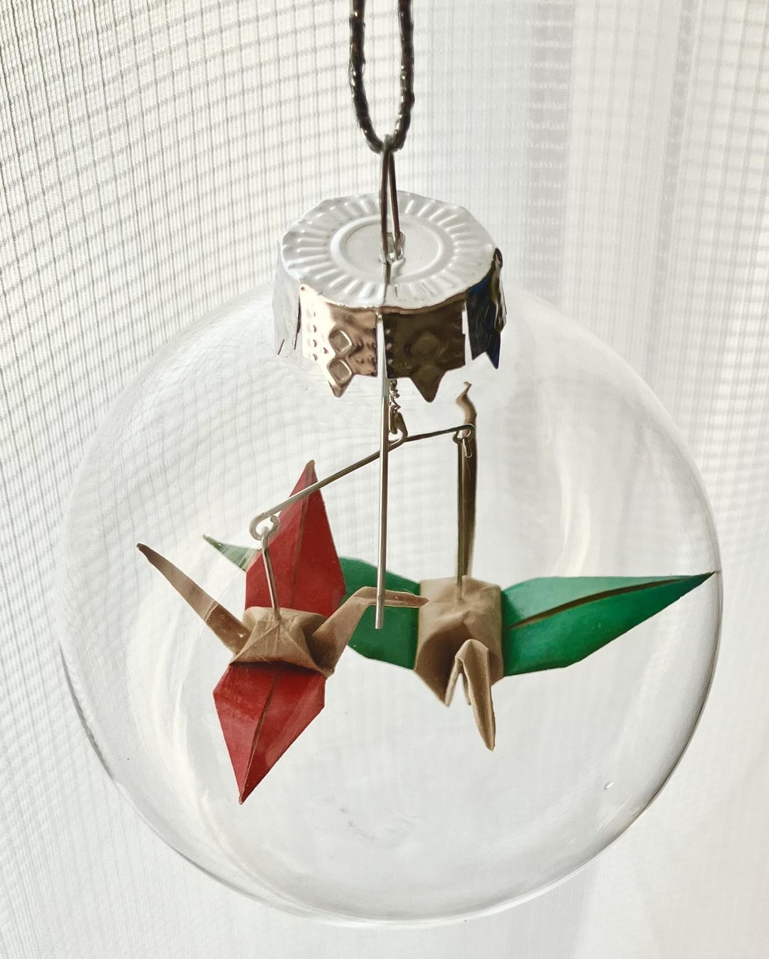 Origami Crane Glass Bauble for Christmas, Birthday, Teachers Gift and ...
