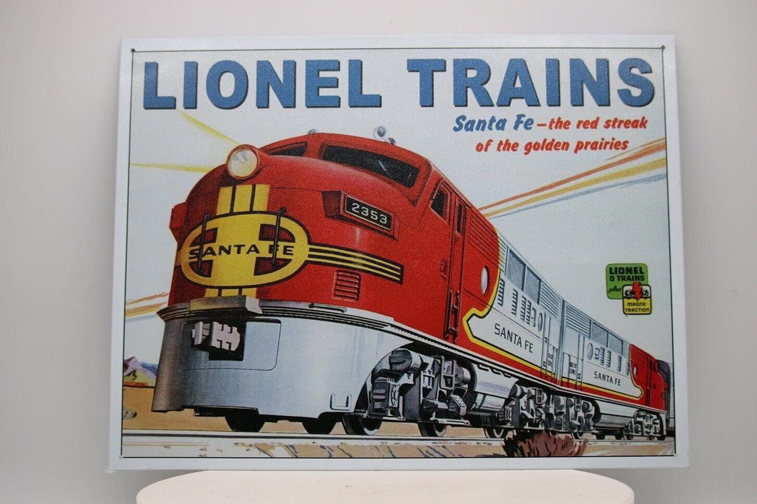 Lionel Santa Fe Metal Tin Sign Railroad Model Train Home Garage Wall ...