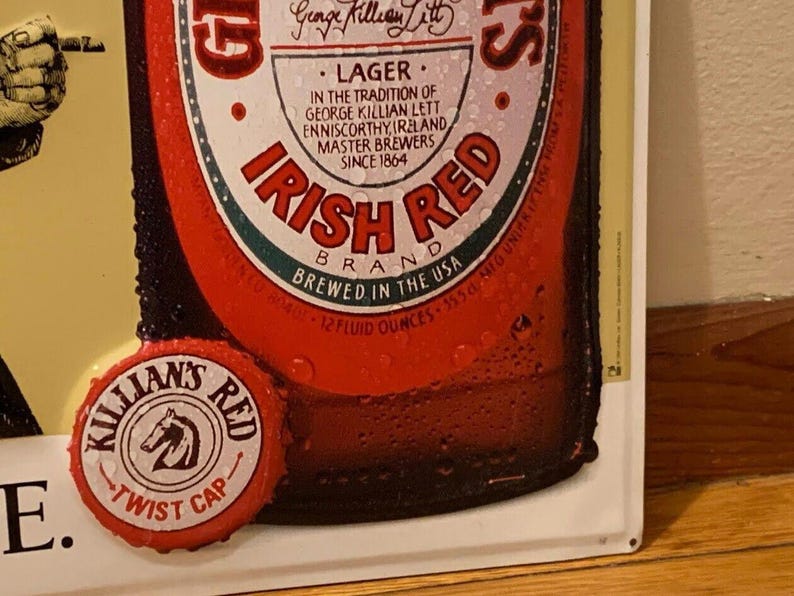 George Killian's Irish Red Beer Lager Sign 130 Years Irish Heritage ...