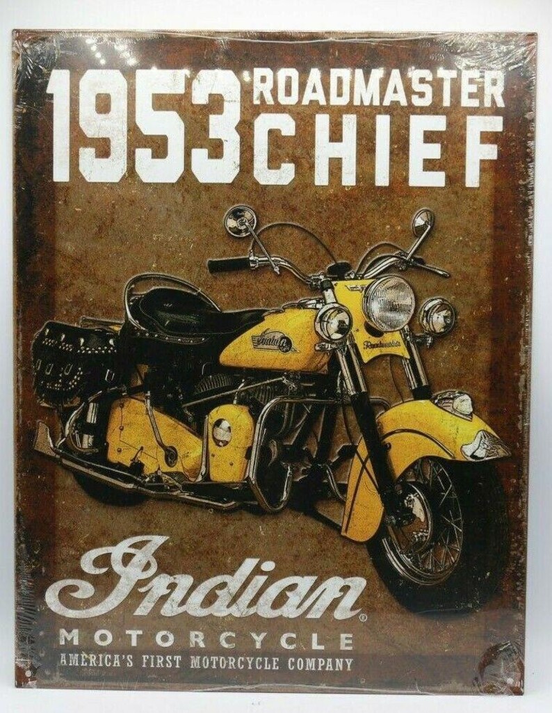 Indian Motorcycle 1953 Roadmaster Chief Metal Tin Sign Retro Vintage ...