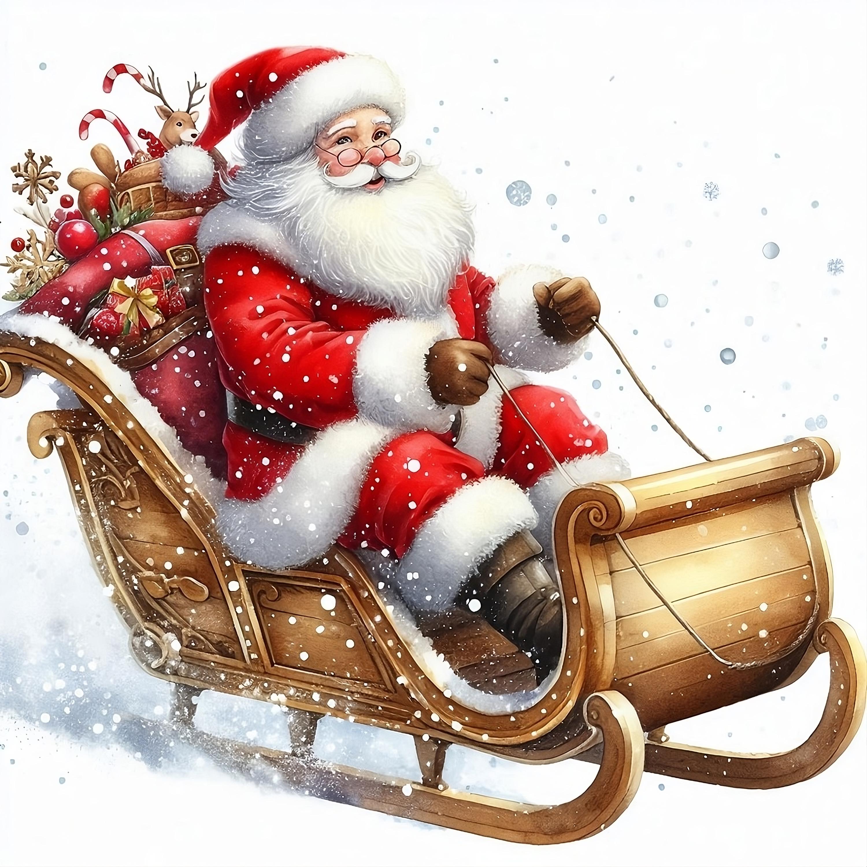5 Santa Clipart Set , Christmas Clipart, Watercolor Clipart, 5 High ...