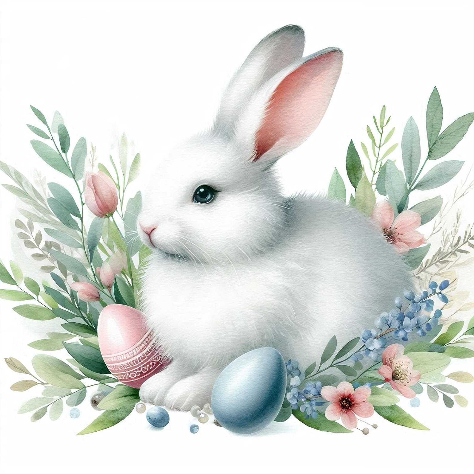 5 Easter Bunny Clipart Set , Easter Clipart, Watercolor Clipart, 5 High ...