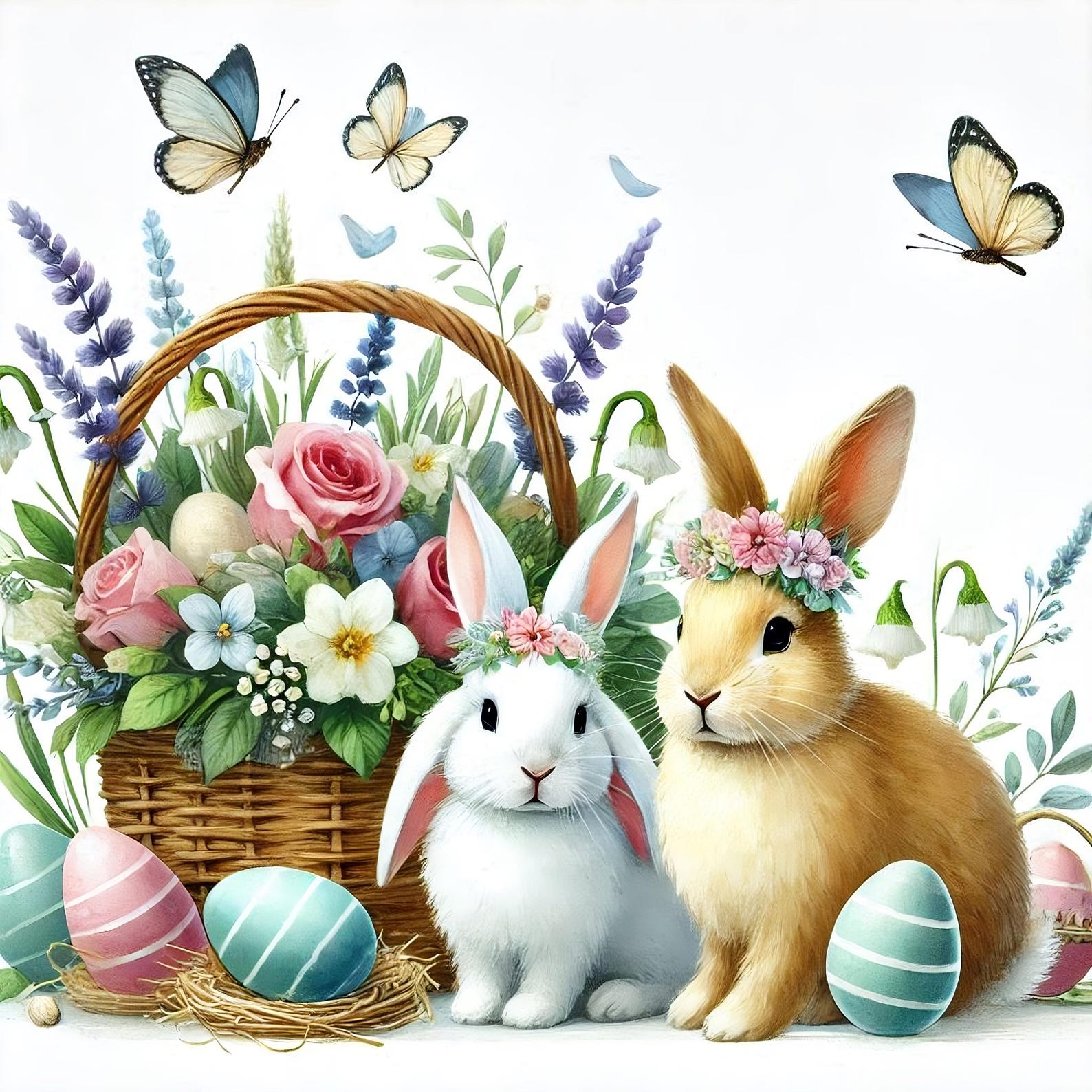 5 Easter Bunny Clipart Set , Easter Clipart, Watercolor Clipart, 5 High ...