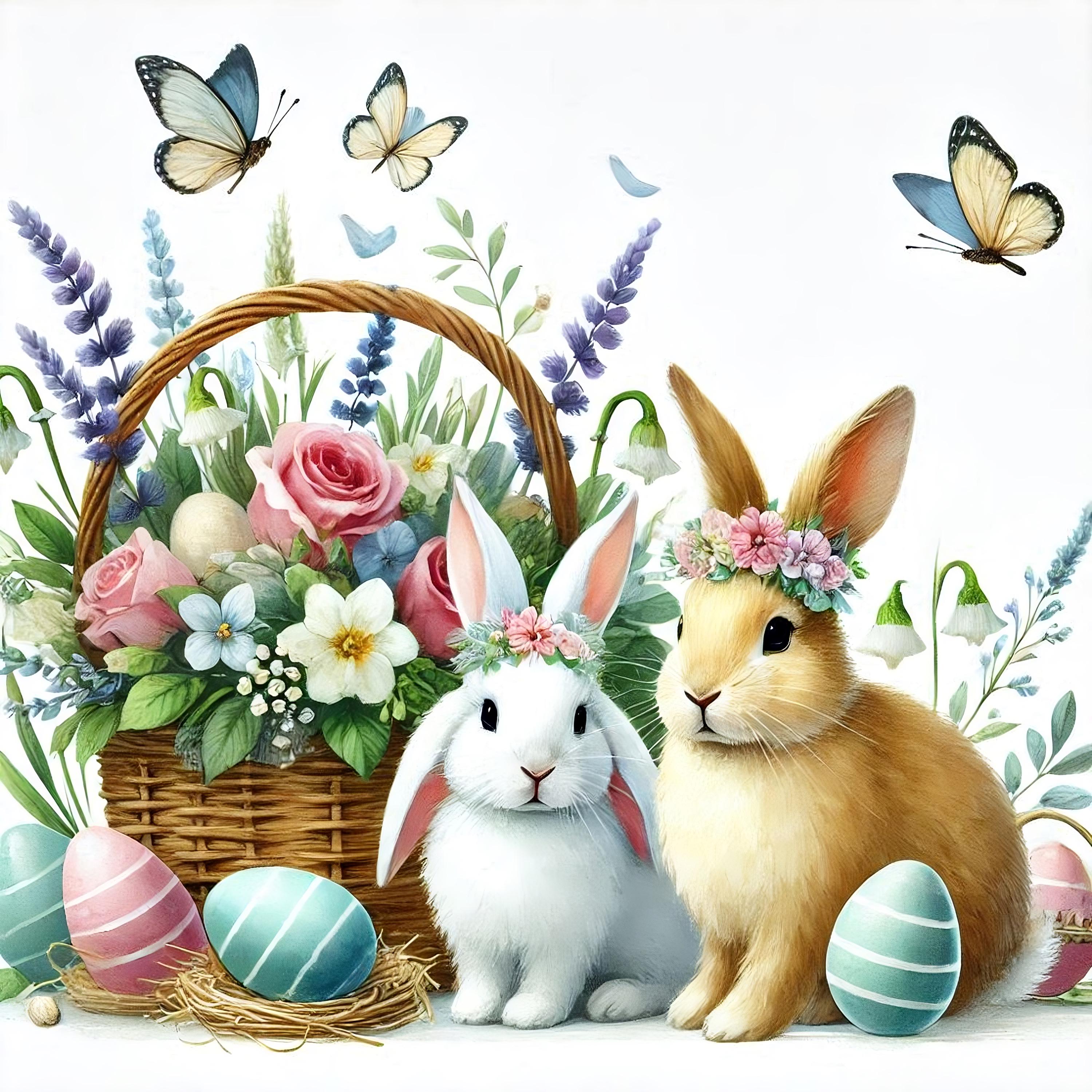 5 Easter Bunny Clipart Set , Easter Clipart, Watercolor Clipart, 5 High ...