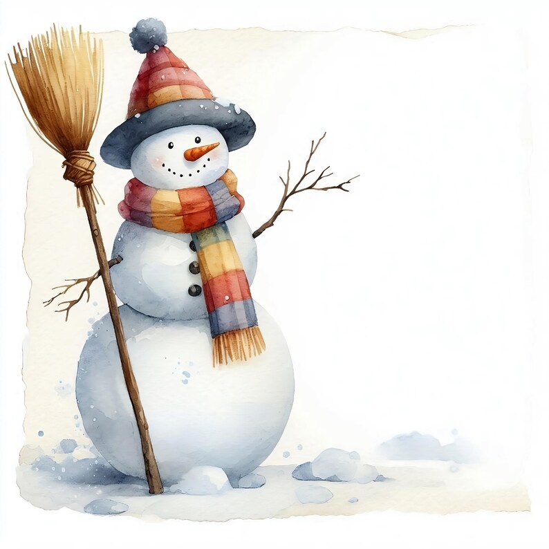 5 Snowman Clipart Set , Christmas Clipart, Watercolor Clipart, 5 High ...
