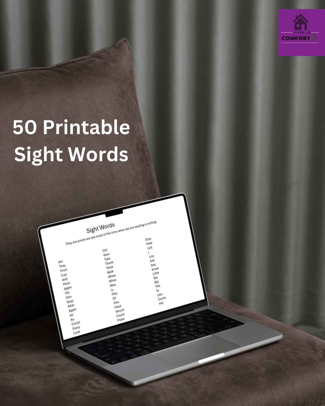 Printable Sight Words Flashcards: Set of 50, Homeschool Reading ...