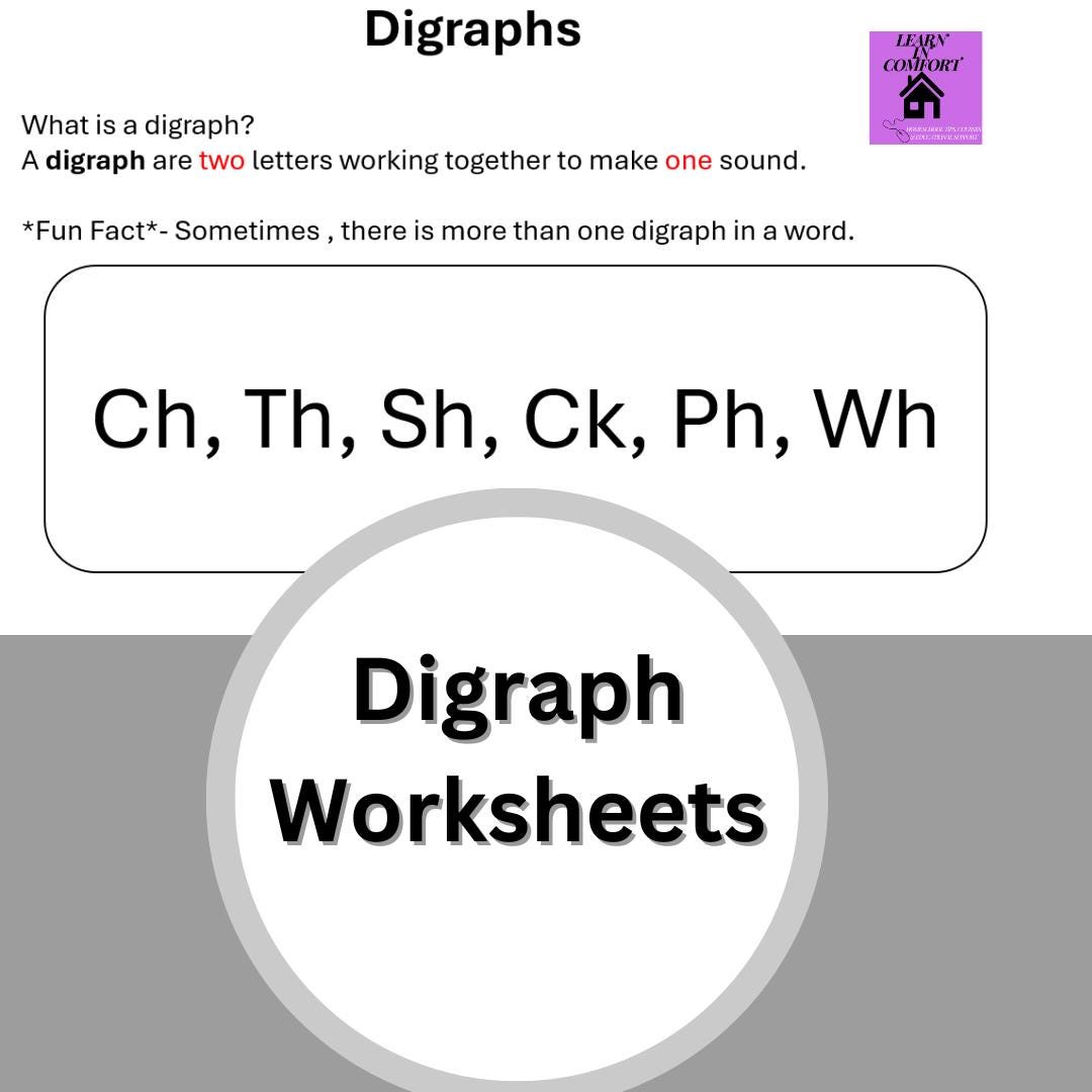 10 Printable Digraph Worksheets, Phonics Activities, Language Learning ...