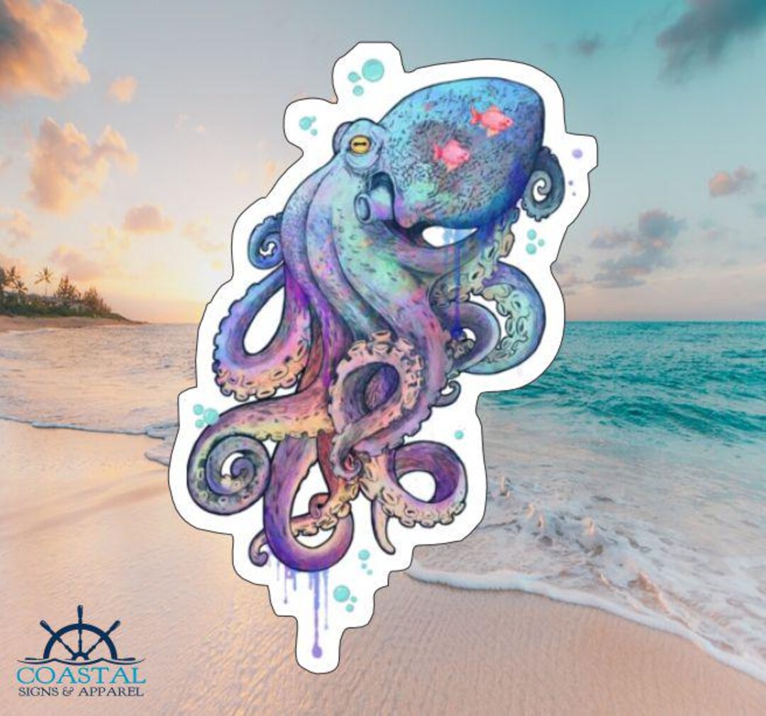 Watercolor Octopus, Vinyl Decal Sticker - Etsy