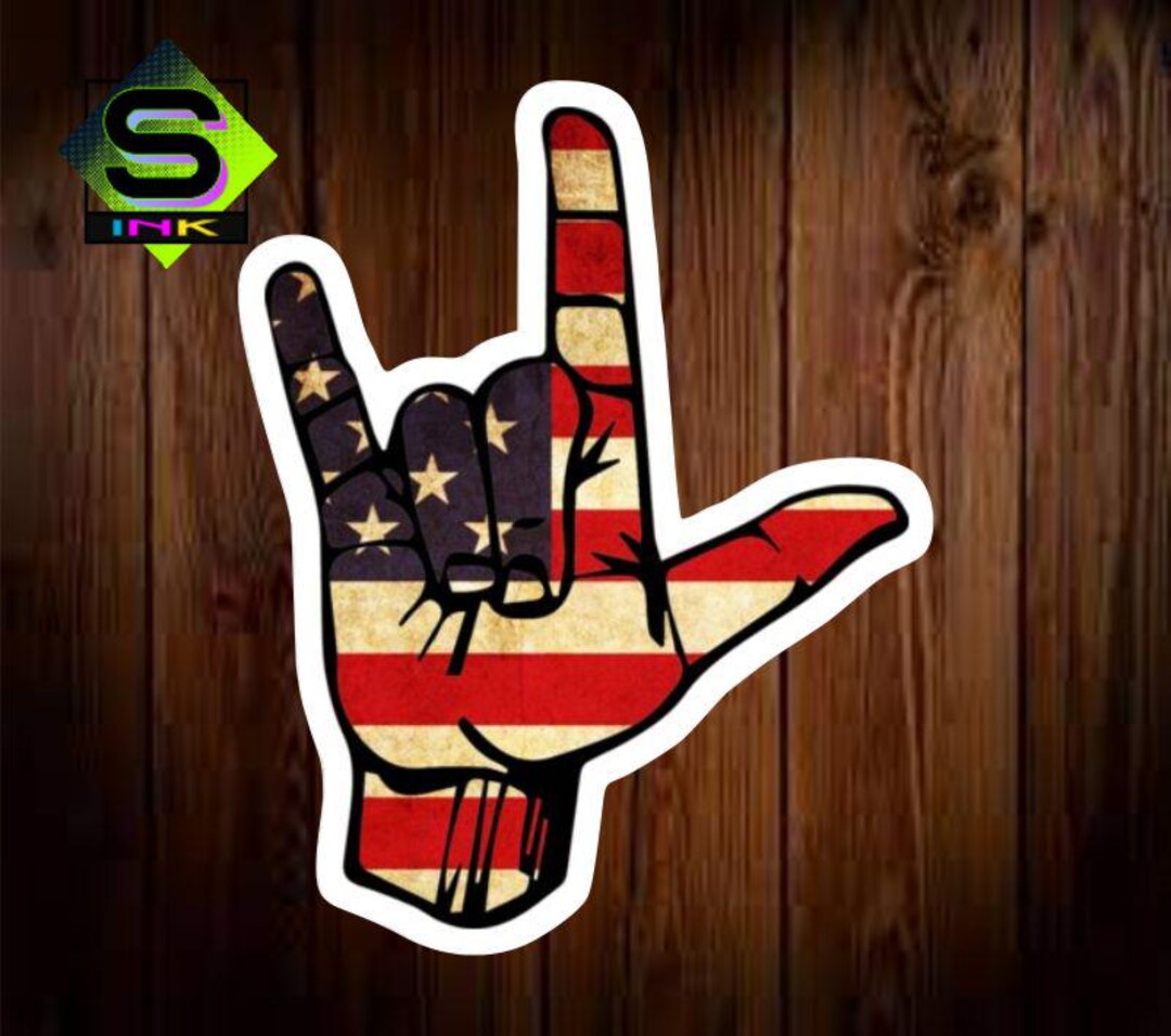 I Love America, American Flag Hand, Vinyl Decal Sticker - Etsy