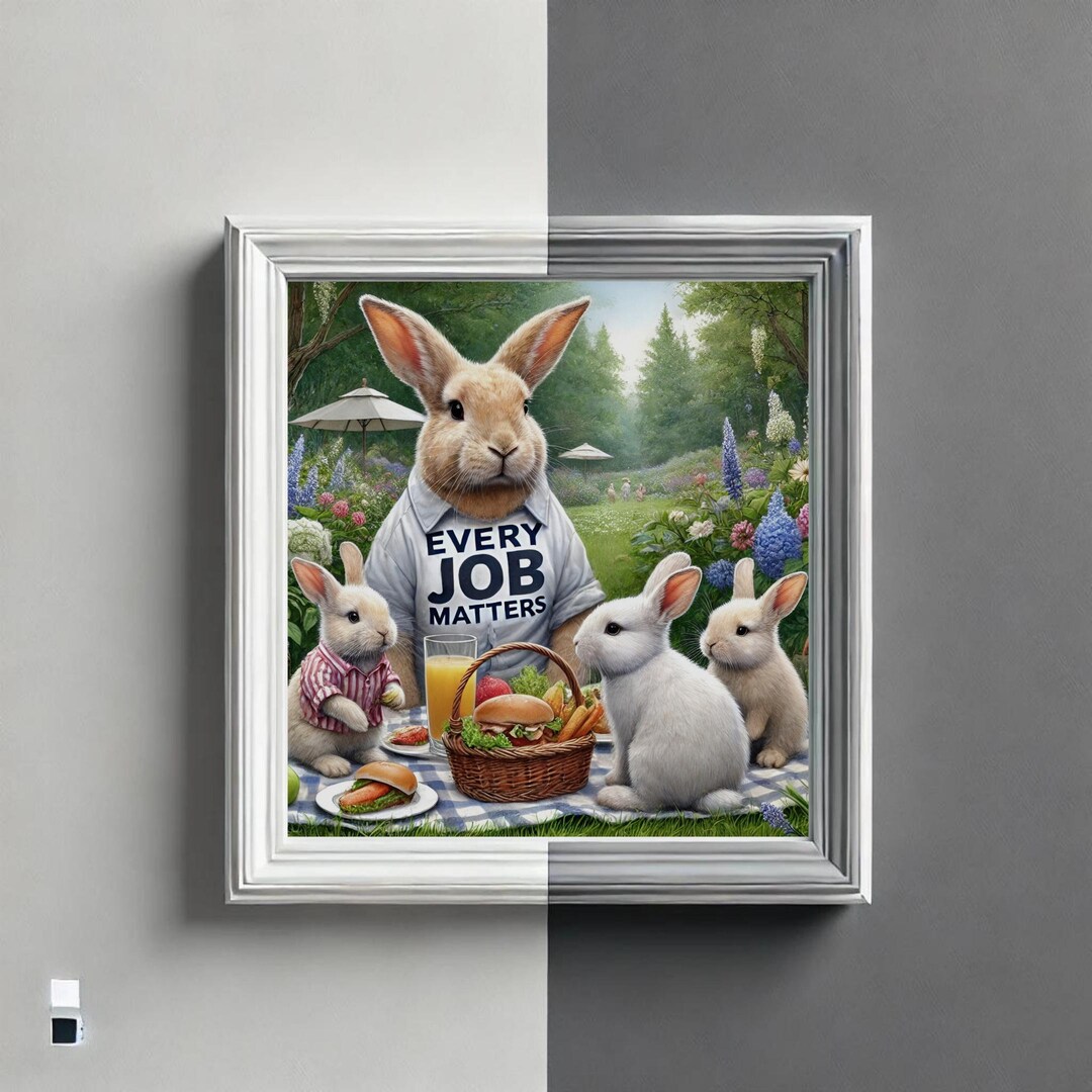 Bunny Family Labor Day Picnic Art: Whimsical Watercolor Rabbit Print ...