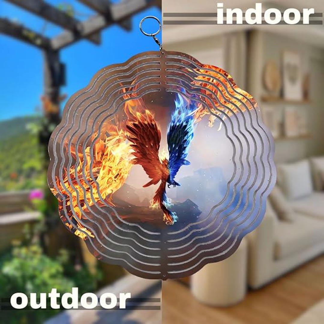 Red Blue Phoenix Mythical Creatures Design Wind Spinner Art 10 Inch for ...