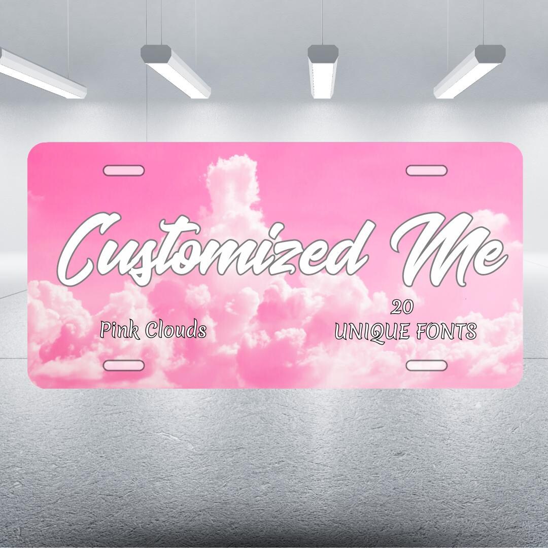 Pink Clouds Custom License Plate | Custom Car Tags, Personalized Plate ...