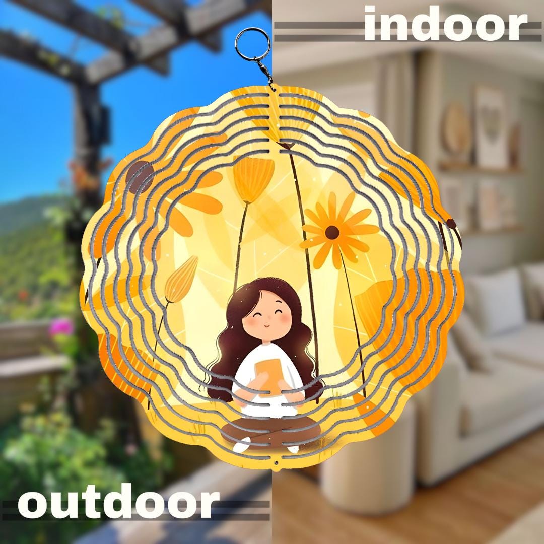 Sunshine Swing Wind Spinner – Girl on a Swing With Golden Blooms - Etsy