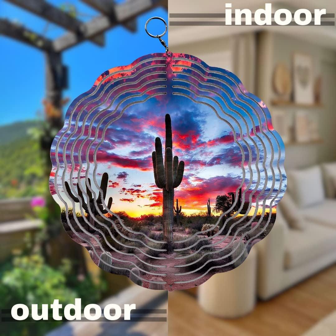 Nature-inspired Cactus Desert Sky Landscape Wind Spinner 10 Inch for ...