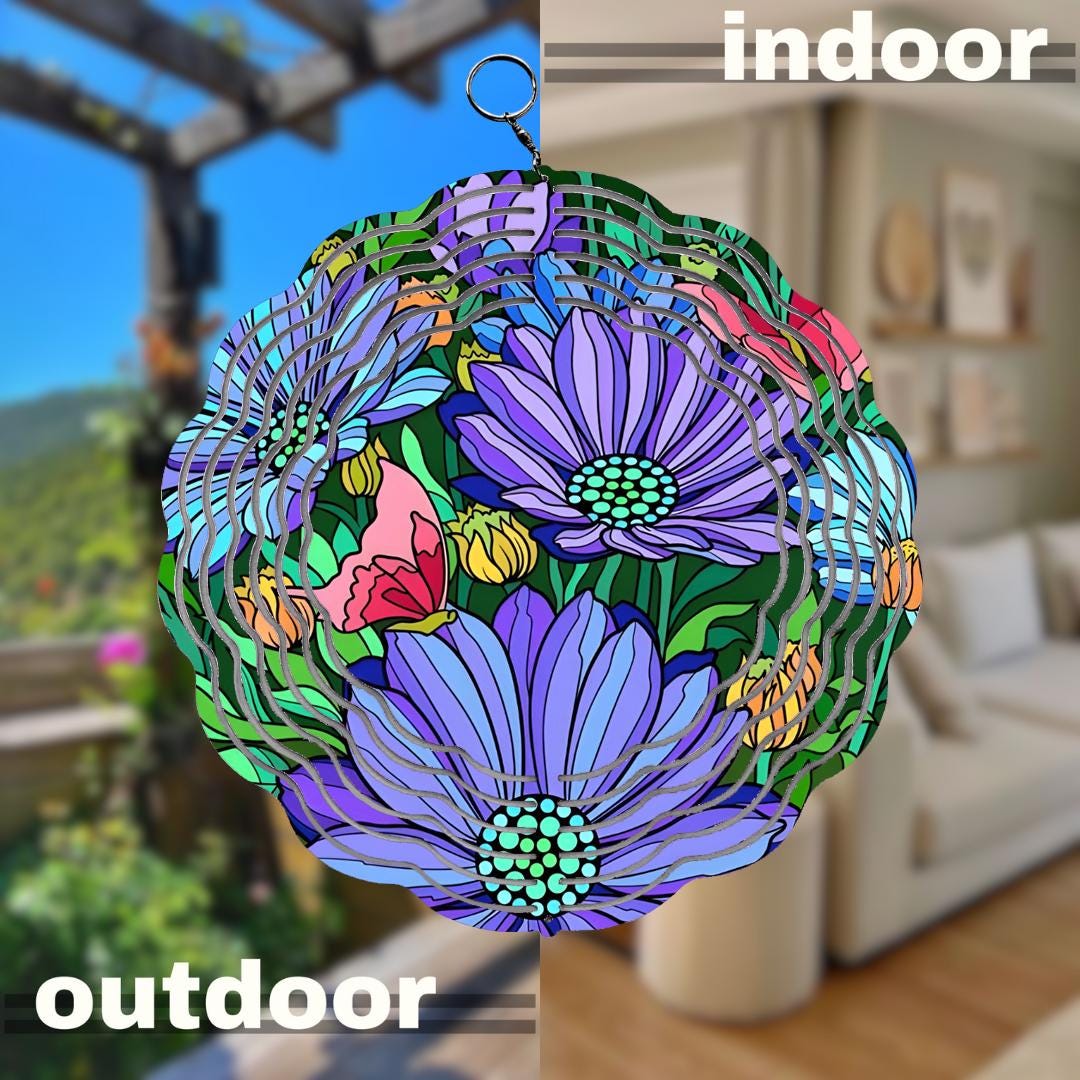 Vibrant Floral Wind Spinner - Colorful Garden Decor for Outdoors ...