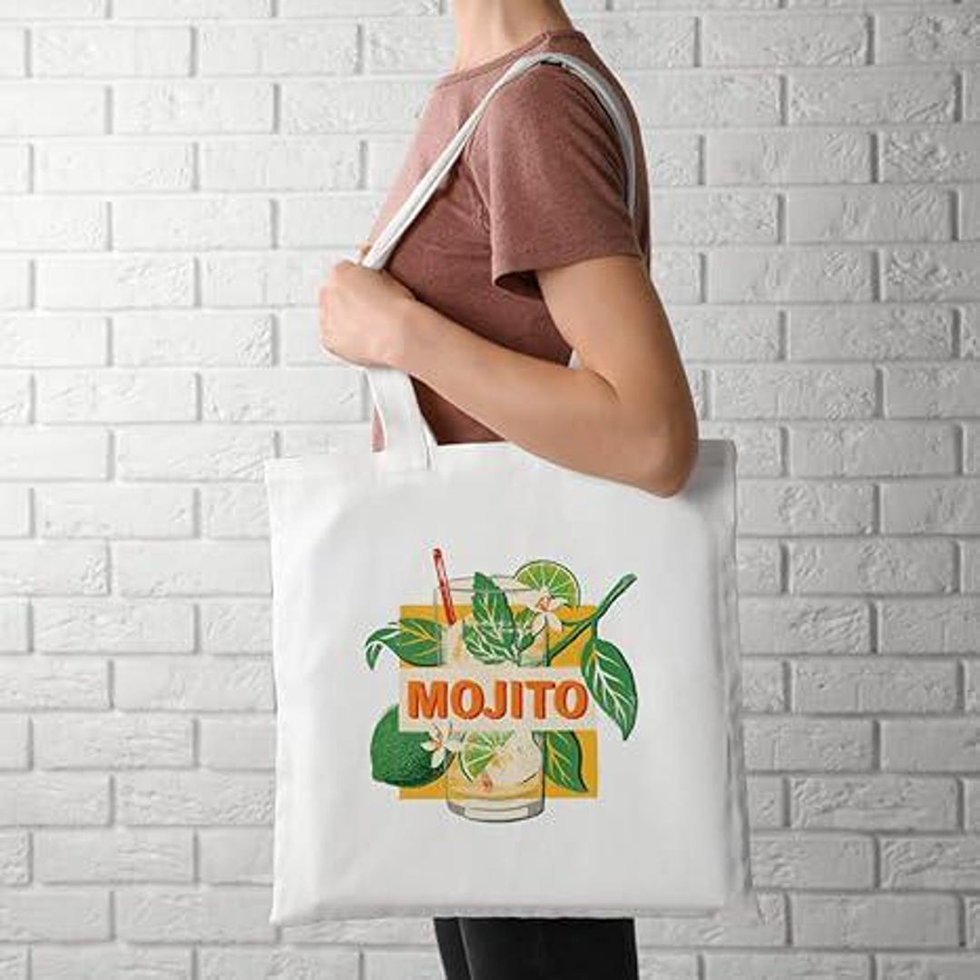 Mojito Drink Retro Aesthetic Design, Reusable Tote Bag, Lightweight ...