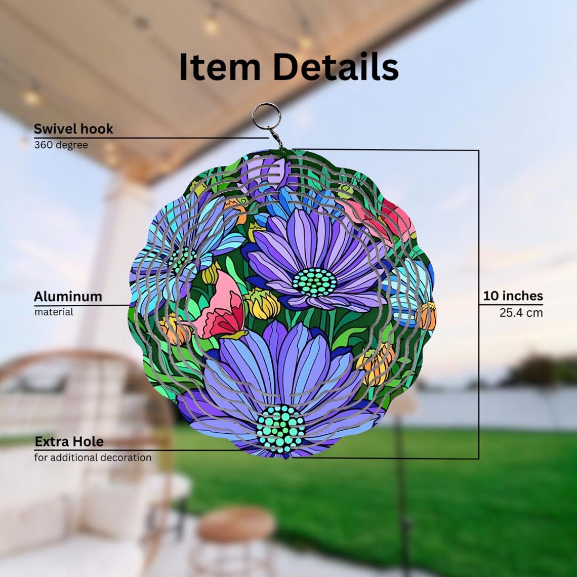 Vibrant Floral Wind Spinner - Colorful Garden Decor for Outdoors ...