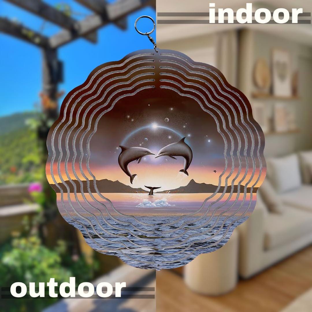 Beautiful Dolphins Animated Design Wind Spinner Art 10 Inch for Garden ...