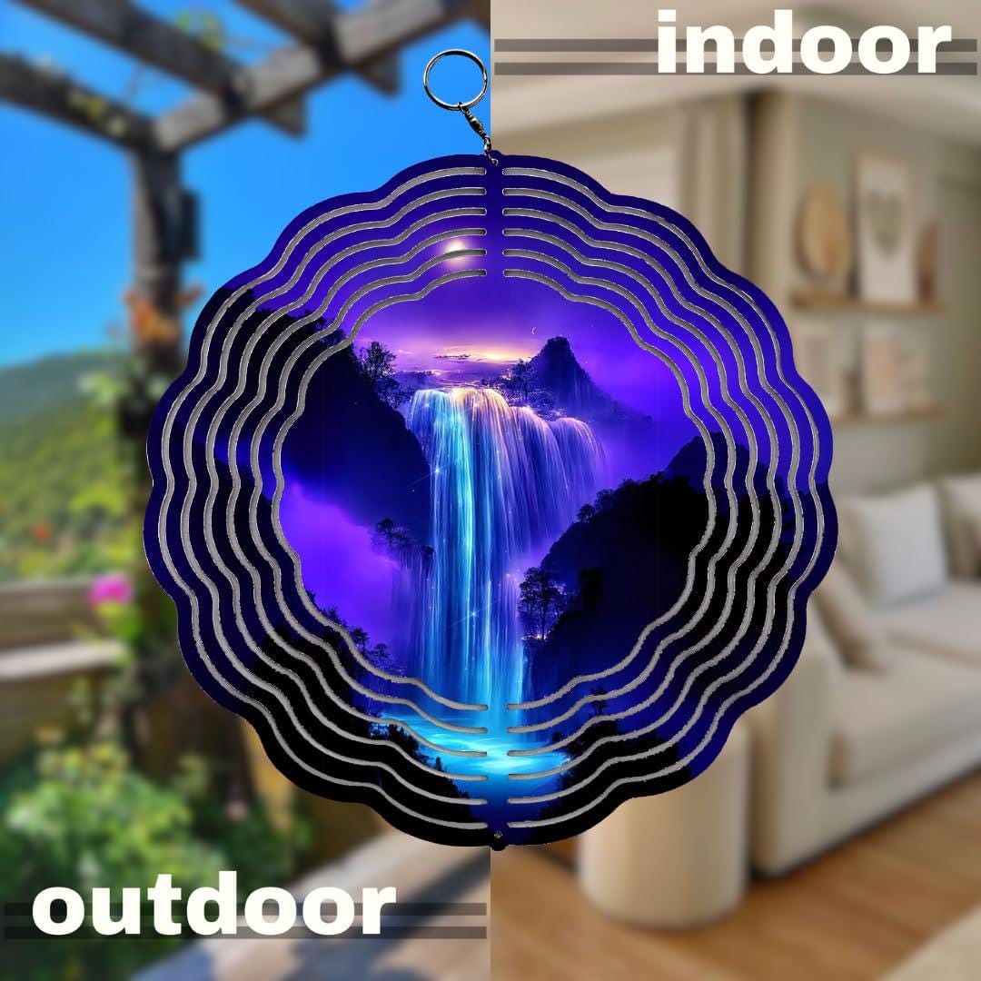 Magical Purple Blue Waterfalls Design Wind Spinner 10 Inch for Garden ...