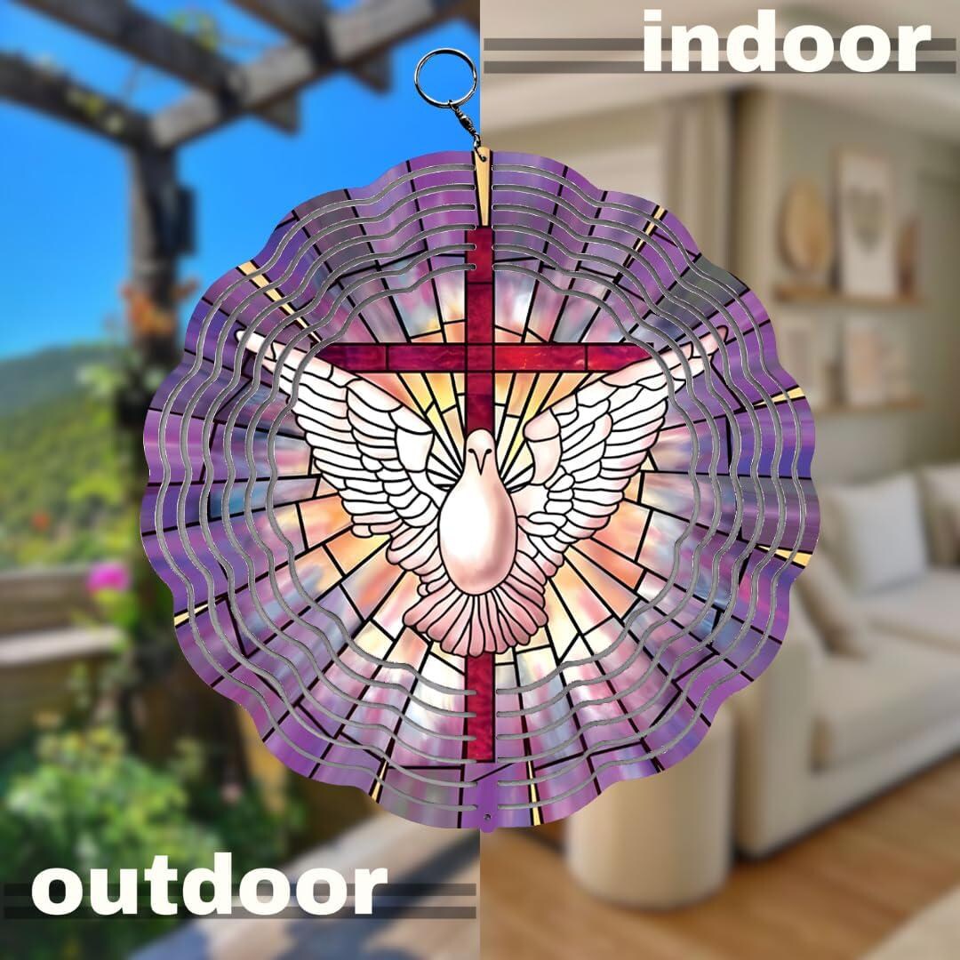 Peace Dove Red Cross Design Wind Spinner 10 Inch for Garden Decor With ...