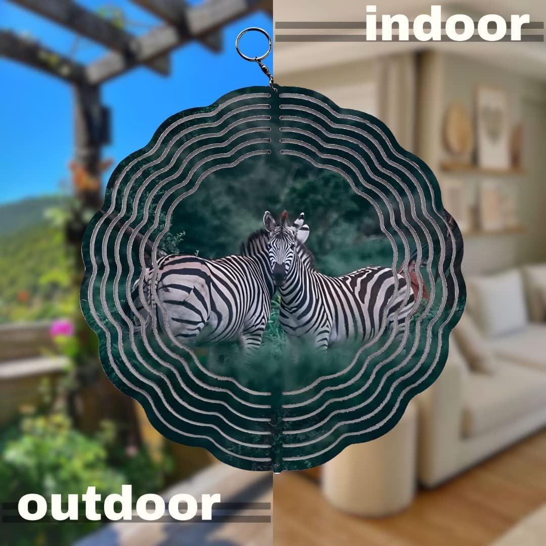 Artistic Zebra Design Wind Spinner for Yard Art and Garden Decor 10"x10 ...