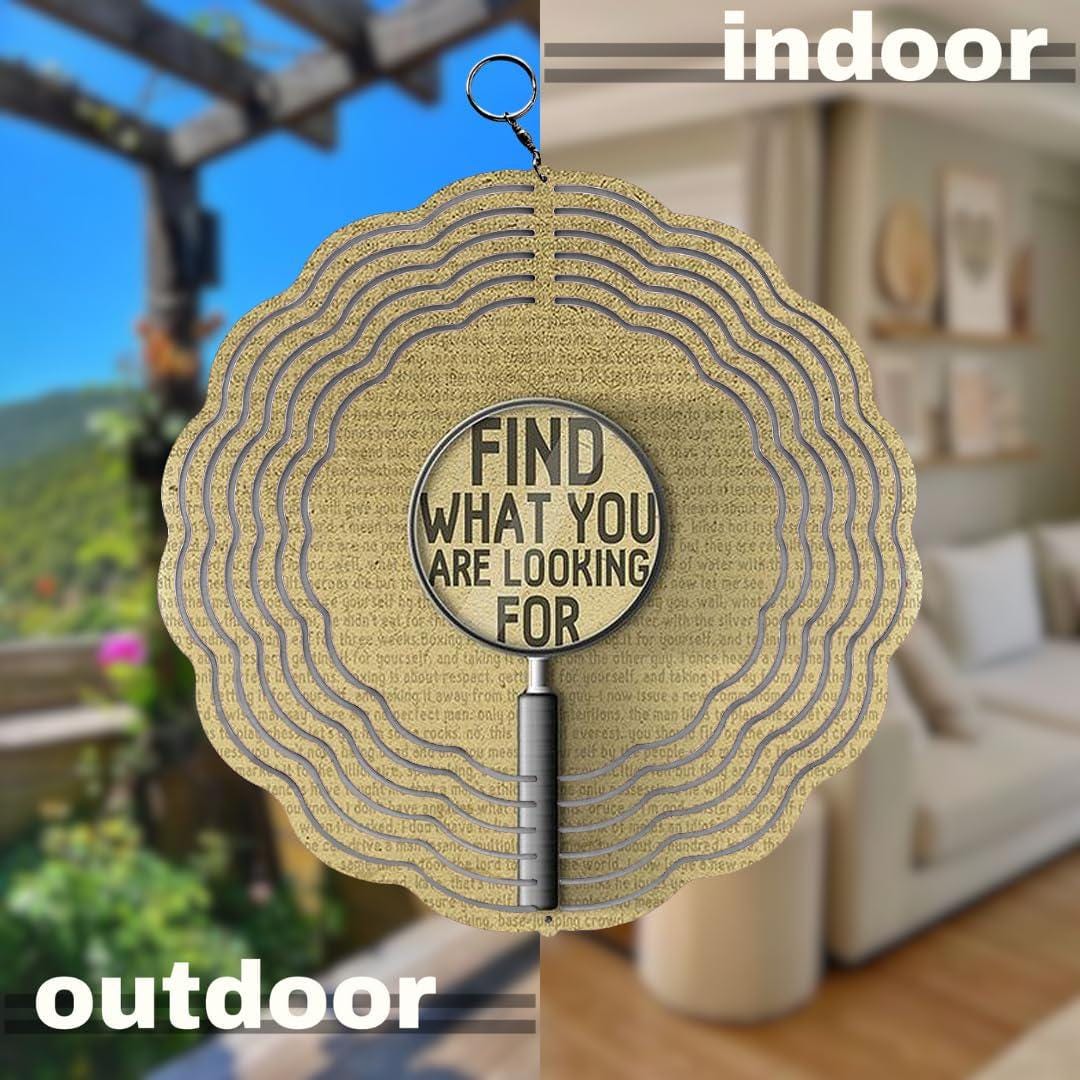 Magnifying Glass Vintage Book Quotes Design Wind Spinner Art 10 Inch ...
