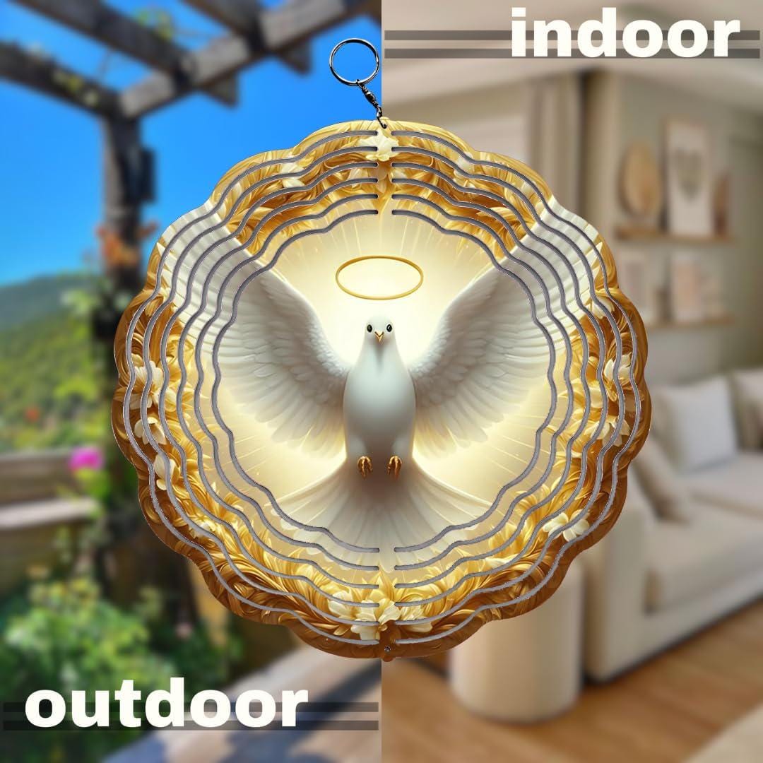 Golden Peace and Love Dove Design Wind Spinner 10 Inch for Garden Decor ...