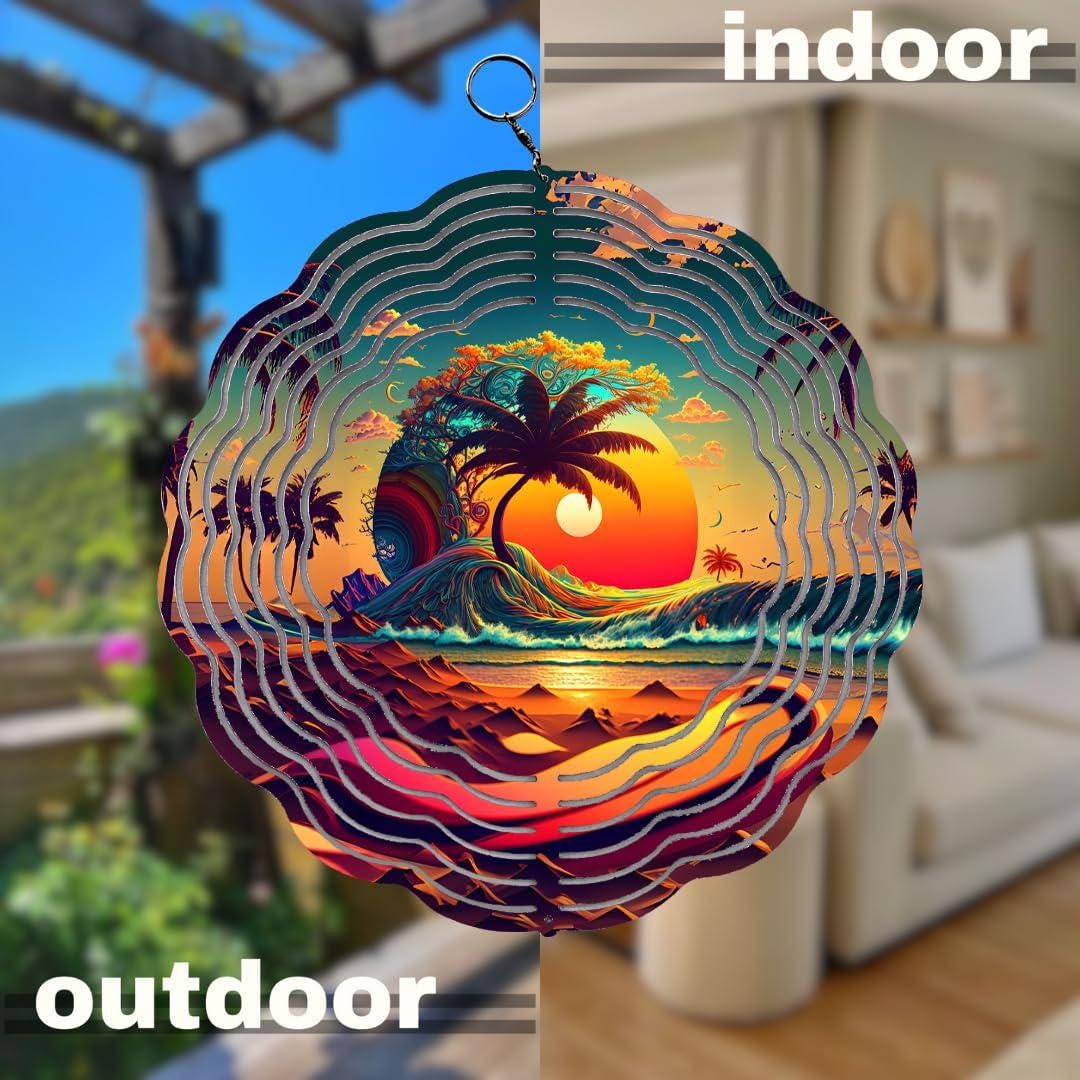 Hawaii Sunset Palm Trees Vectors Design Wind Spinner Art 10 Inch for ...