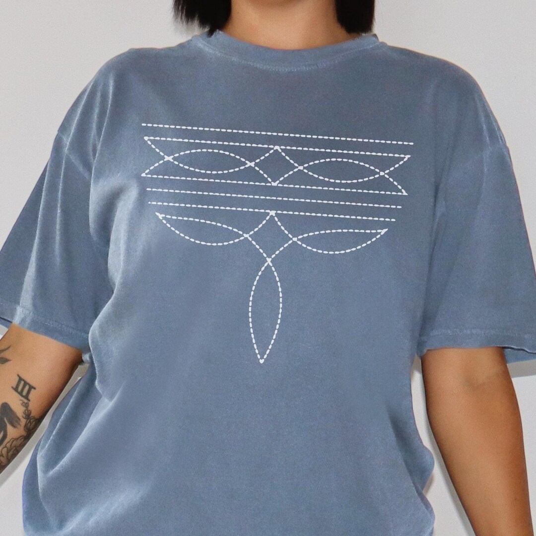 Boot Stitch Western Shirt, Rodeo Cowboy Boot Stitch T-shirt Comfort ...