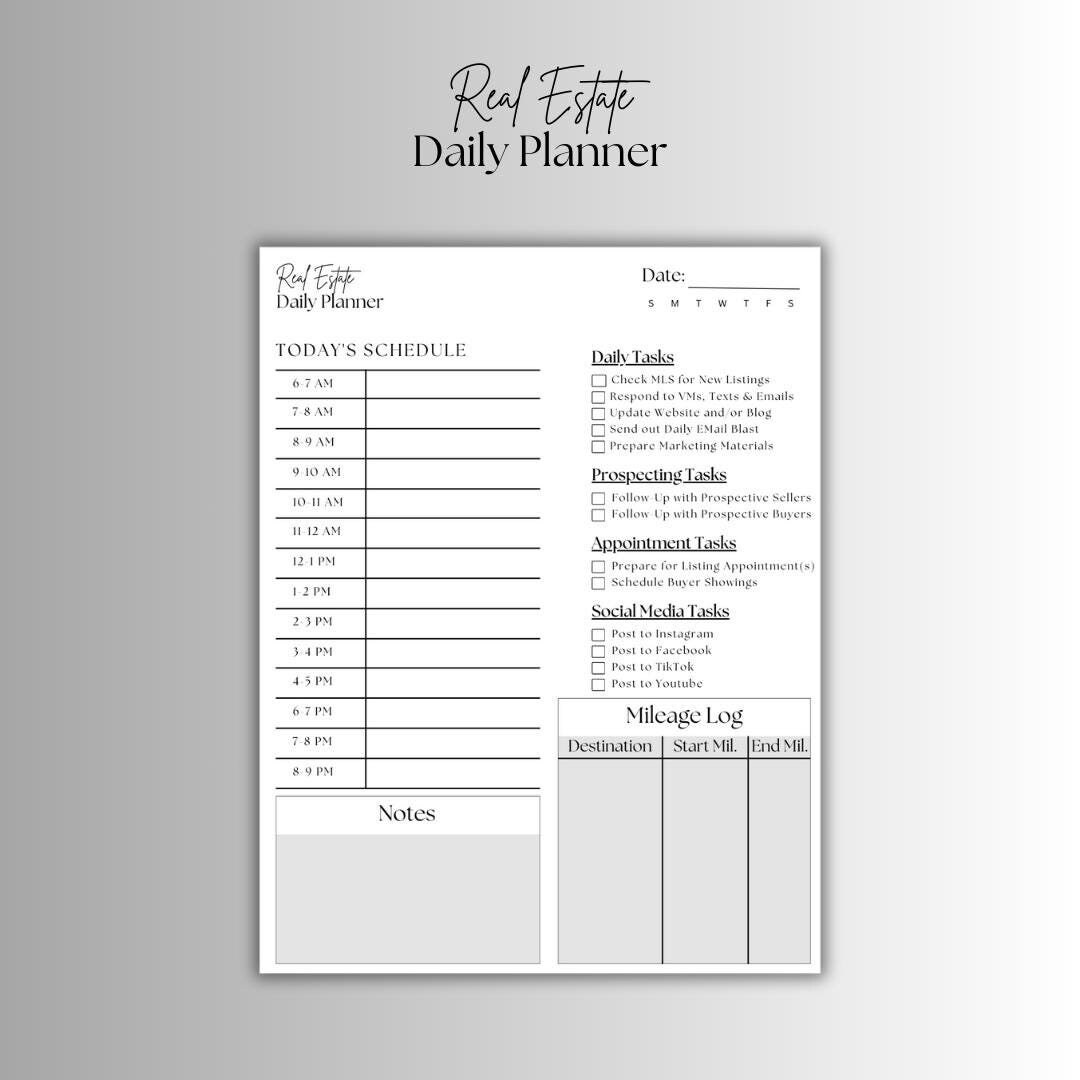 Real Estate Agent Daily Checklist Canva Template | Fully Editable ...