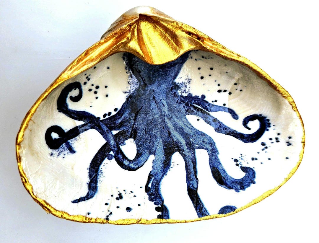 Octopus Decor Octopus Gift Octopus Art Octopus Clam Shell Octopus ...