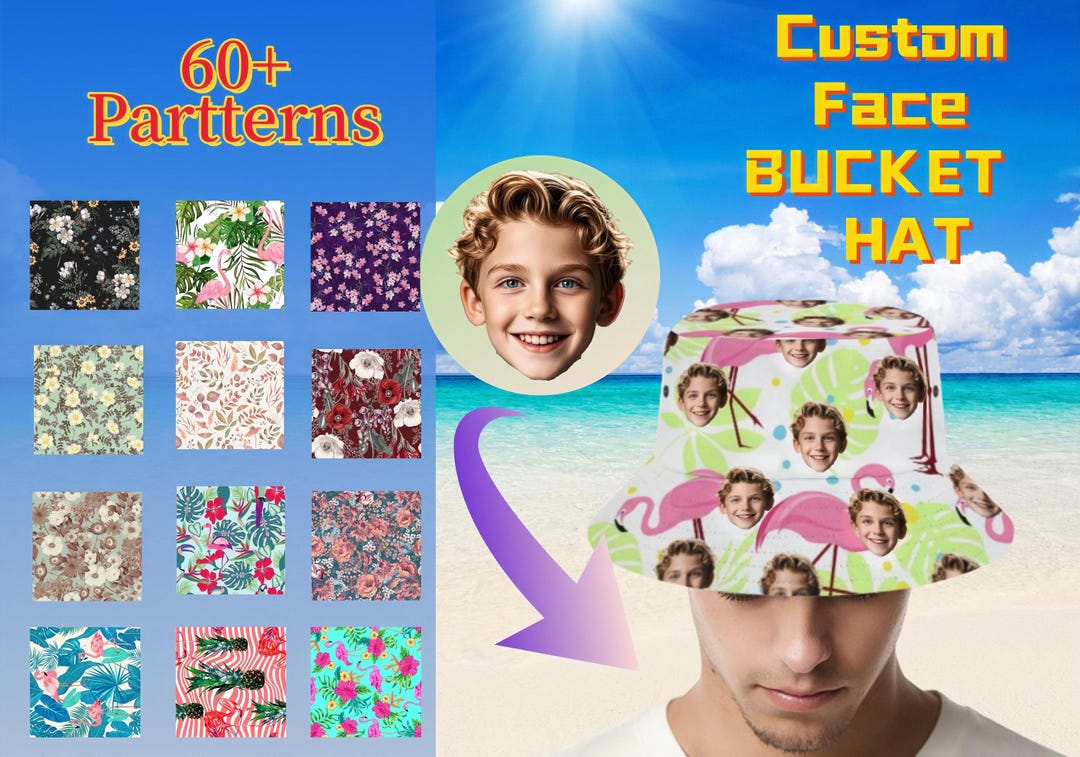 Custom Funny Face Hat,custom Face Adults Hat,personalized Photo Bucket ...
