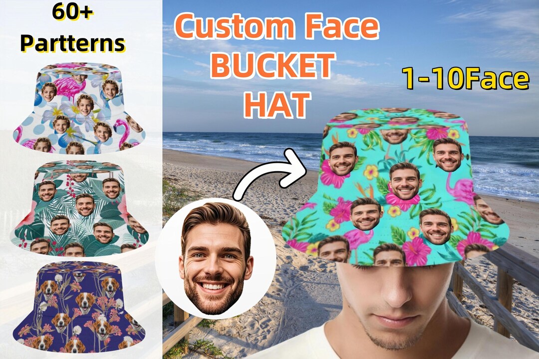 Custom Funny Face Hat,custom Face Adults Hat,personalized Photo Bucket ...