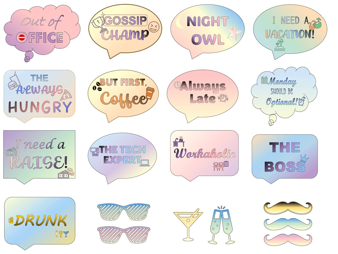 Office Party Photo Booth Props Ideas Office Party Props Work Party ...