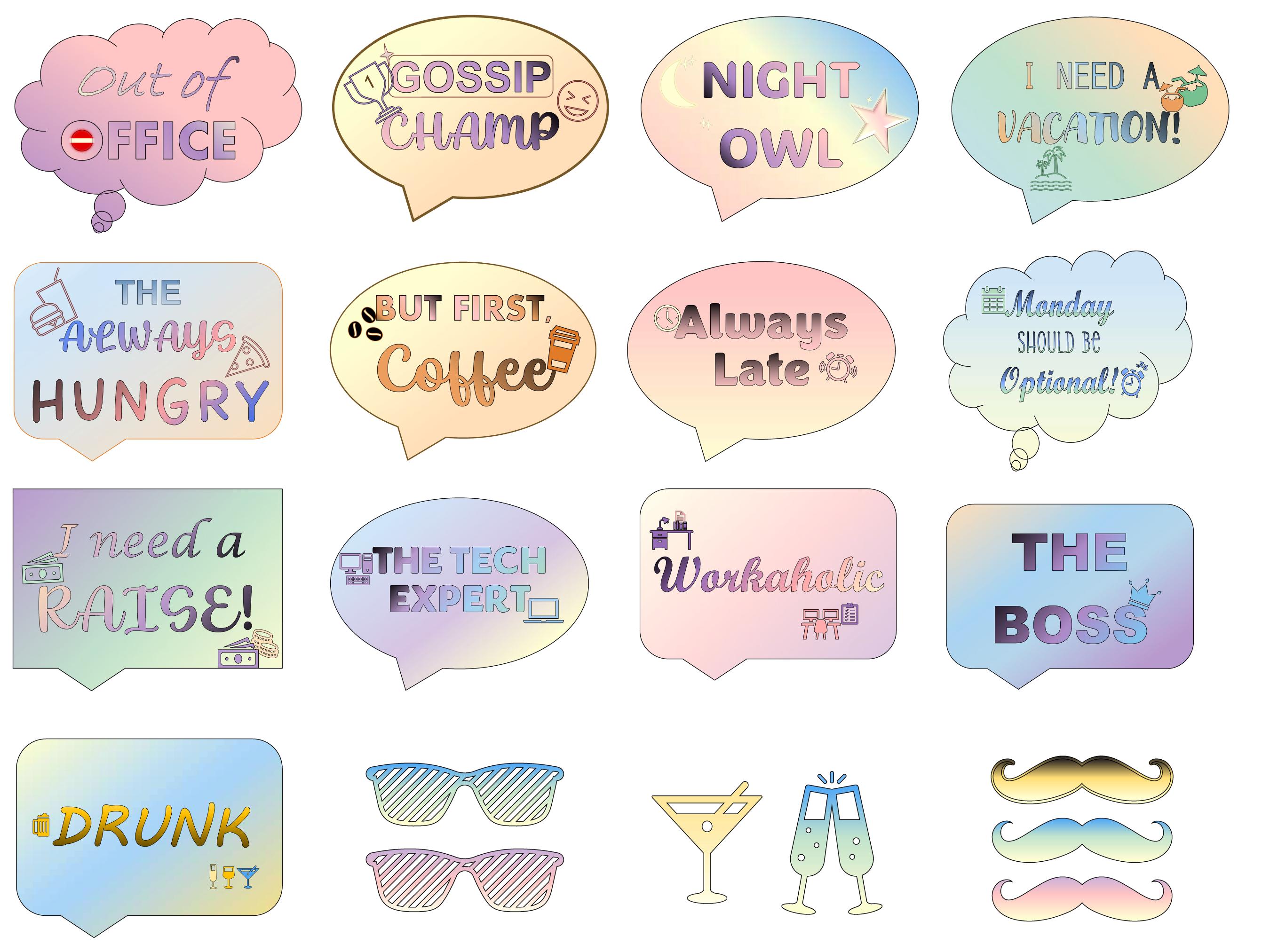 Office Party Photo Booth Props Ideas Office Party Props Work Party ...