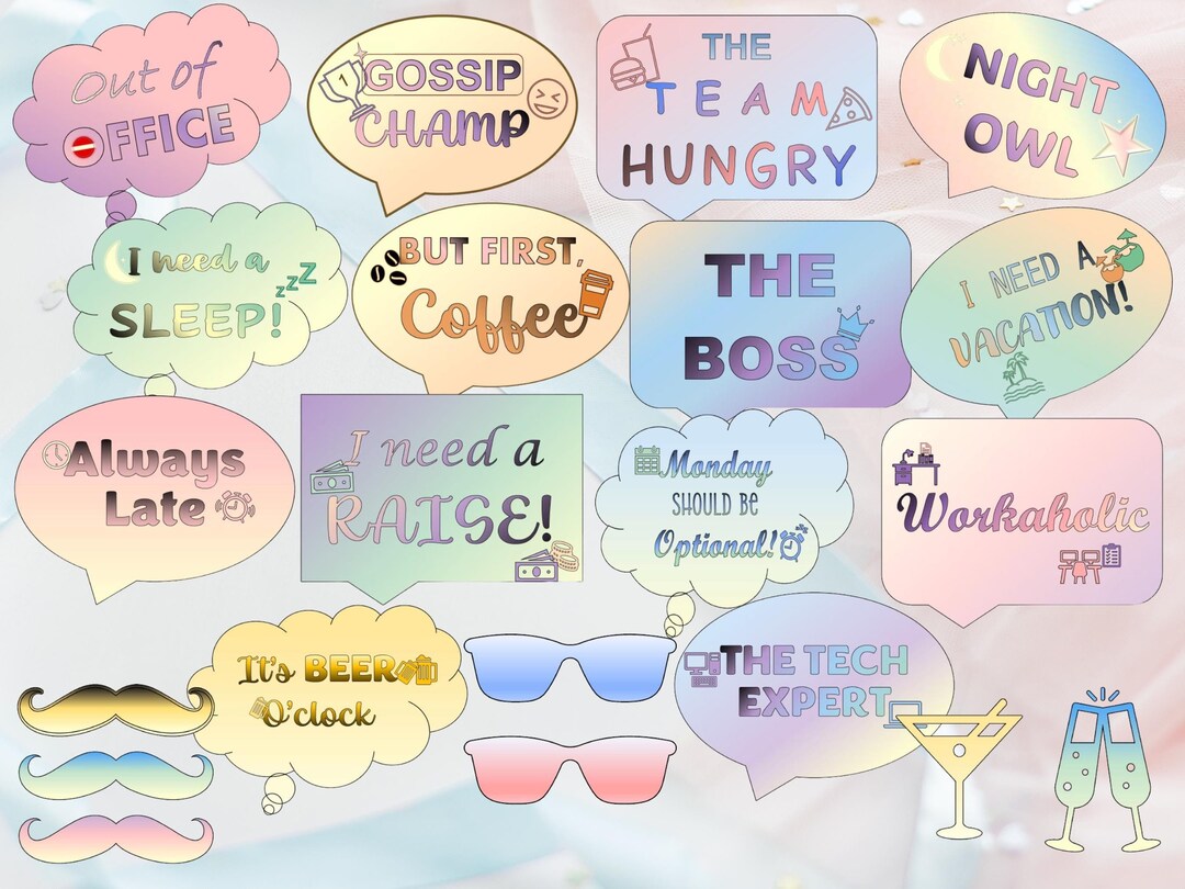 Office Party Photo Booth Props Ideas Office Party Props Work Party ...