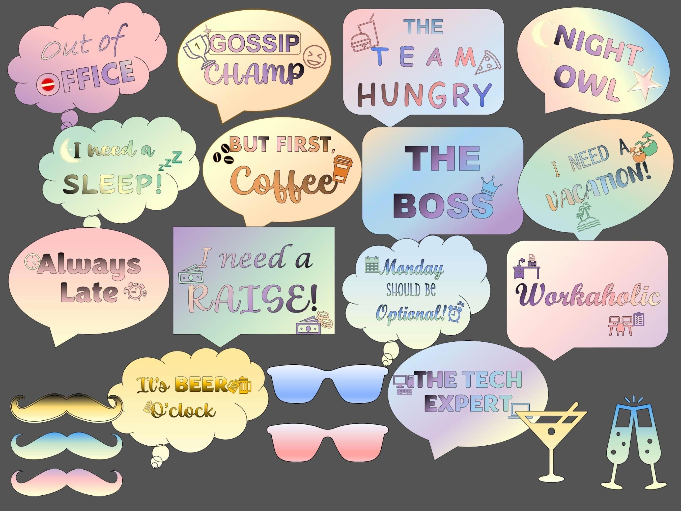 Office Party Photo Booth Props Ideas Office Party Props Work Party ...