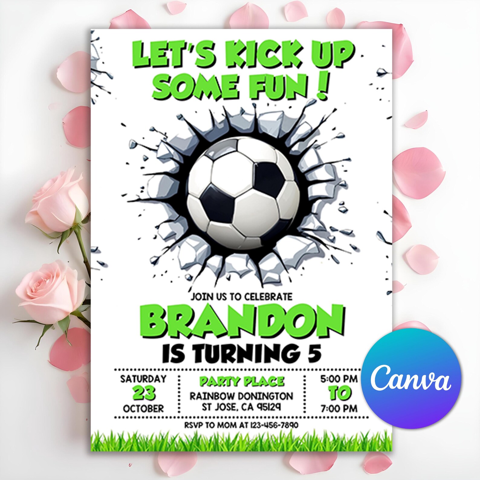 Soccer Birthday Invitation, Soccer Invitation, Boy Birthday Party ...