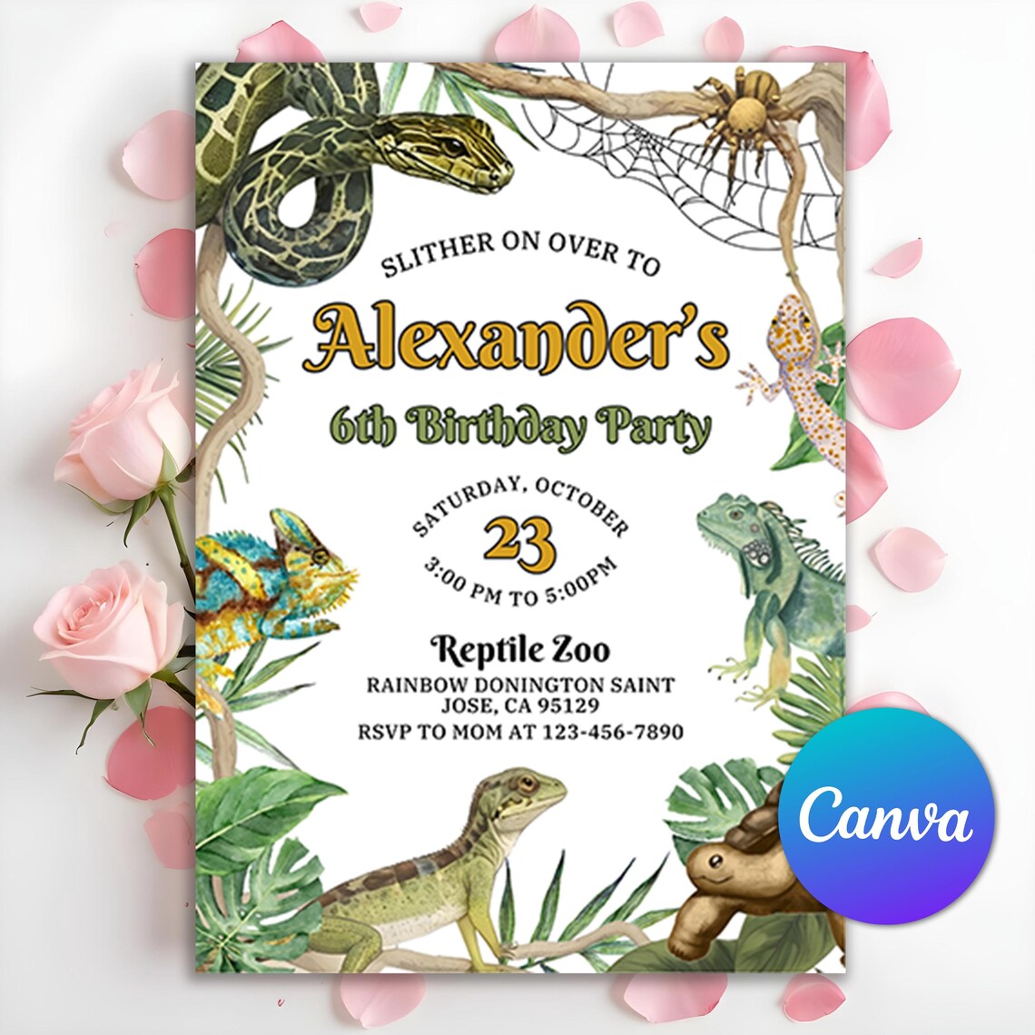 Reptile Birthday Invitation, Reptile Party Invitation, Tarantula ...