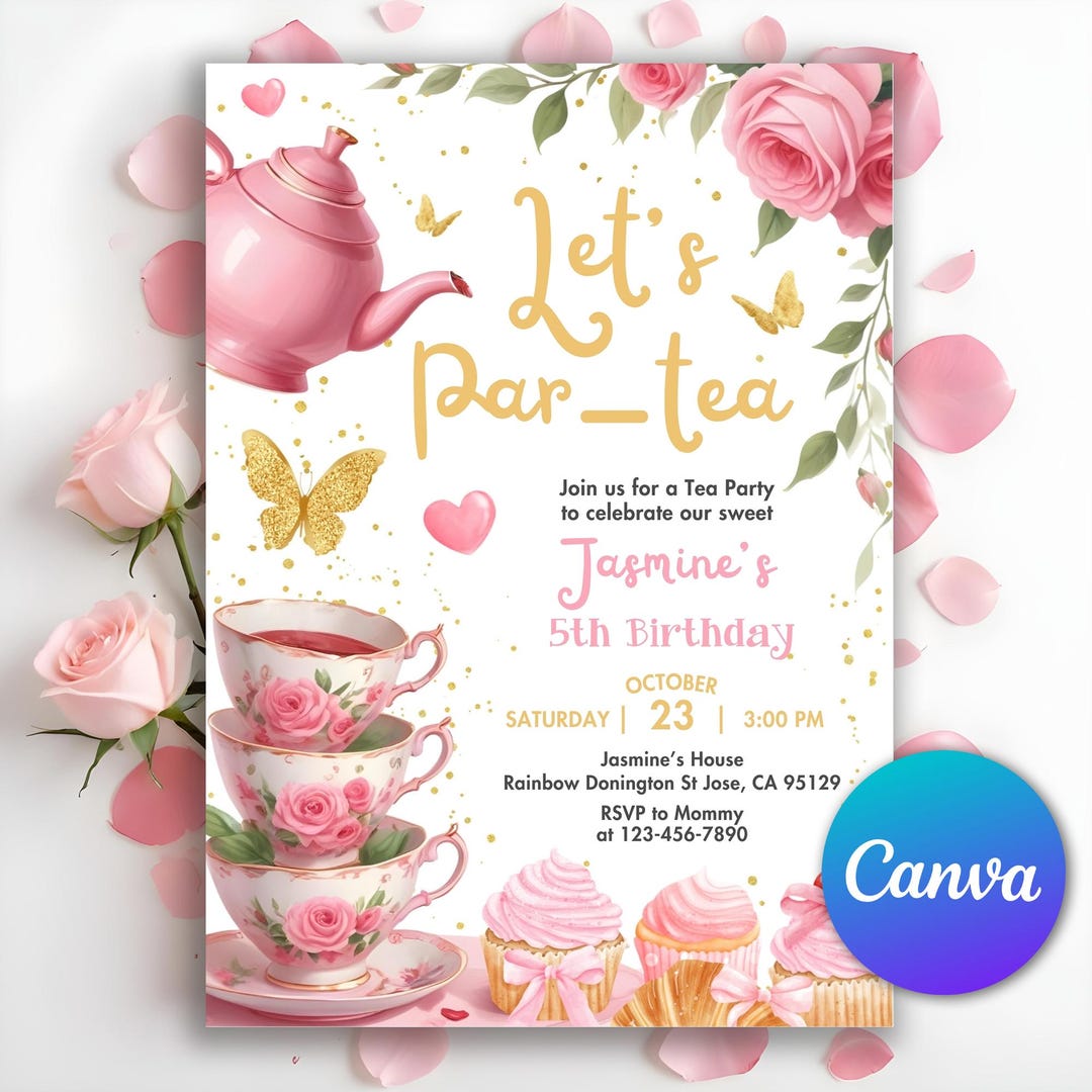Tea Party Birthday Invitation, Par-tea Invitation, Girl Par-tea Invite ...